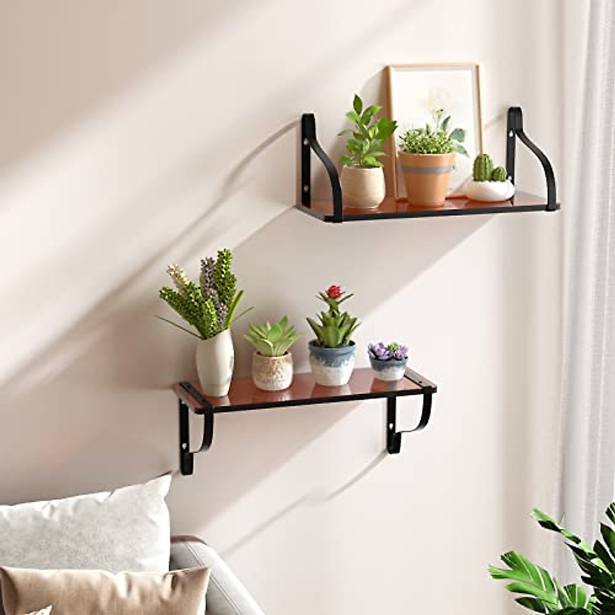 Acrylic Floating Shelves,15.7"Floating Shelves Wall Mounted Set of 2, Sturdy Thickness 10mm(0.4inch) Acrylic Shelves for Bedroom, Bathroom, Living Room, Kitchen, Laundry Room Storage & Decoration