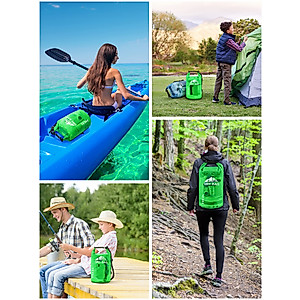 HEETA Waterproof Dry Bag for Women Men, Roll Top Lightweight Dry Storage Bag Backpack with Phone Case for Travel, Swimming, Boating, Kayaking, Camping and Beach, Transparent Green 20L