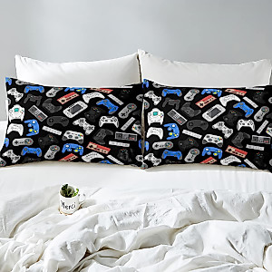 Erosebridal Teens Gamepad Duvet Cover Modern Gamer Comforter Cover Twin Size for Kids Boys Children Video Game Bedding Set Player Gaming Joystick Bedspread Cover Breathable Decorative Room(NO FILLING)