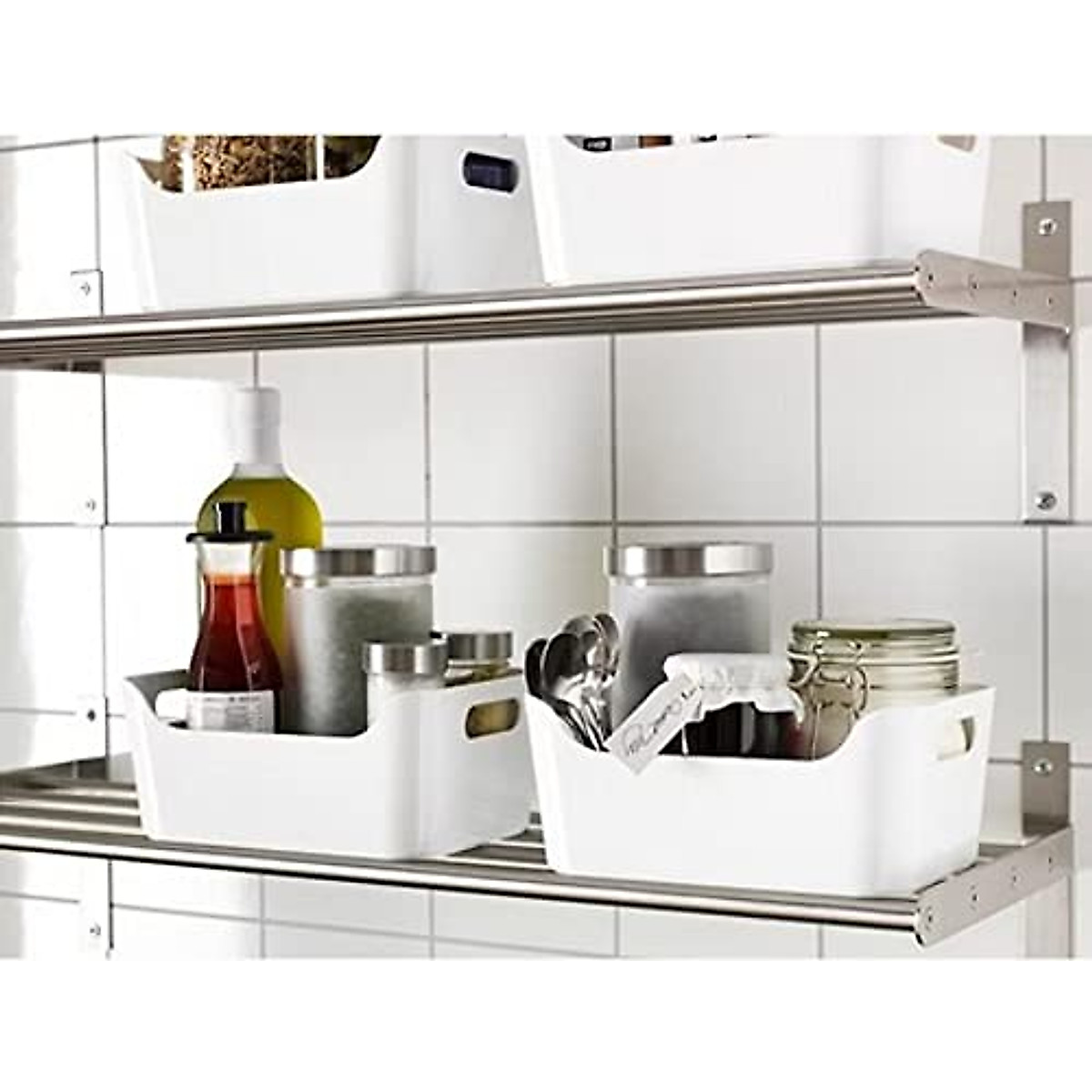 IKEA 301.550.19 VARIERA Convenient Kitchen Open Storage Box, High Gloss White, Easy to Carry and Take Out of Your Kitchen Drawers or Shelves Since it Has Two Grip-friendly Handles