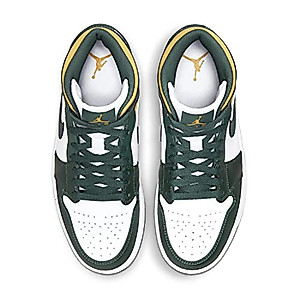 Nike Men's Air Jordan 1 Mid Sneaker, Noble Green/Pollen-white, 13