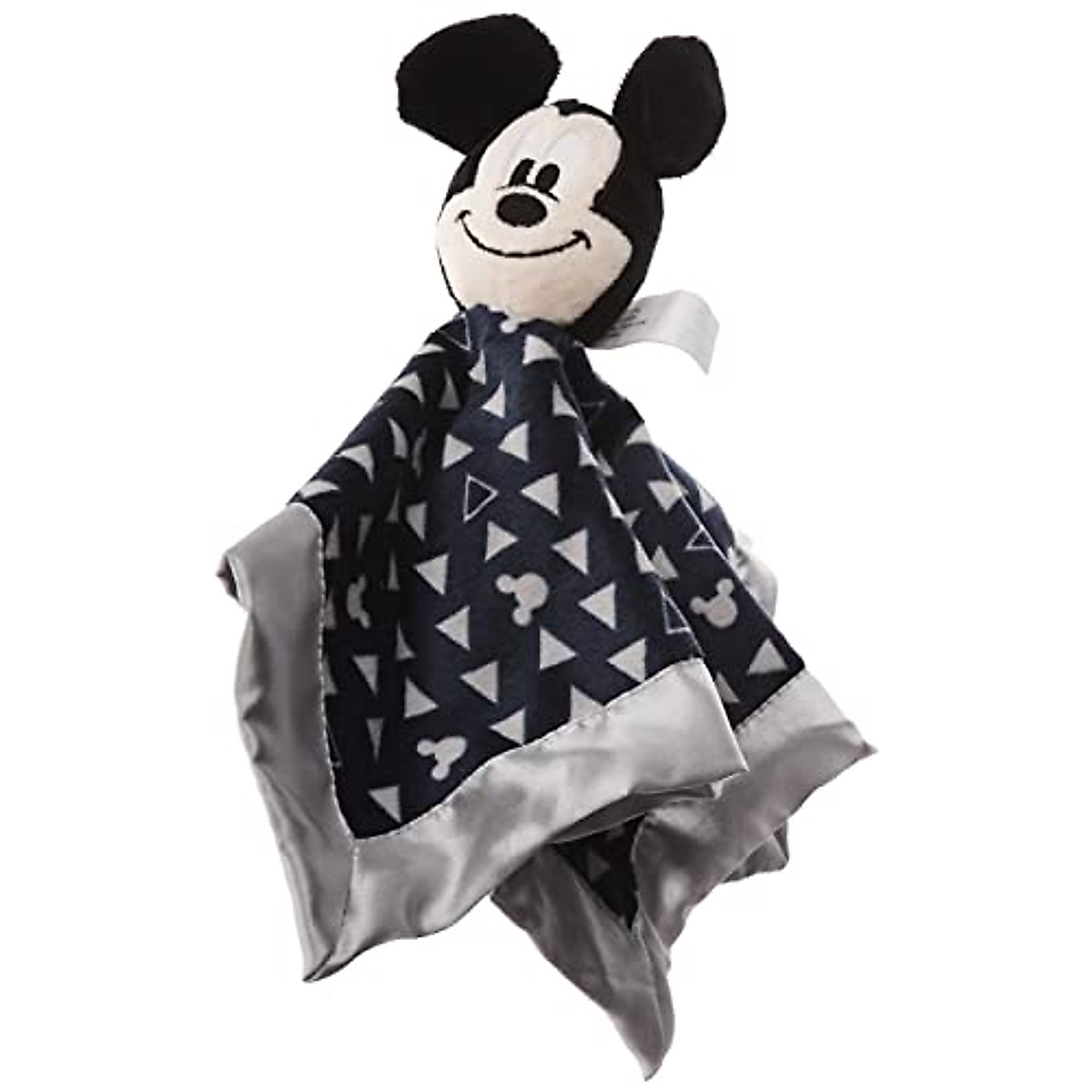 Disney Mickey Mouse Lovey Security Blanket, Navy/Grey 12x12 Inch (Pack of 1)