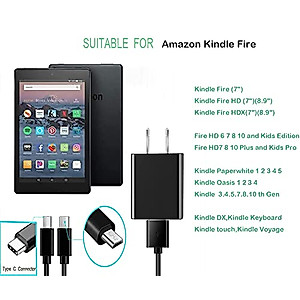 Tablet Charger with 5Ft Charging Cable for Charging All New Amazon Fire HD6 7 8 10/Fire 8 10 Plus/Kids Pro/Kids Edition/Fire HD HDX7''8.9''/Fire 1st-12th Gen 2011-2022 and Samsung Galaxy Tab A