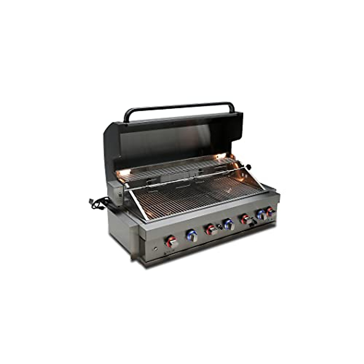 Mont Alpi MABi805 44-Inch 6-Burner 87000 BTU Built-In Stainless Steel Outdoor Kitchen Gas Grill w/ Ceramic Infrared Rear Burner + Rotisserie Kit & Weather Cover