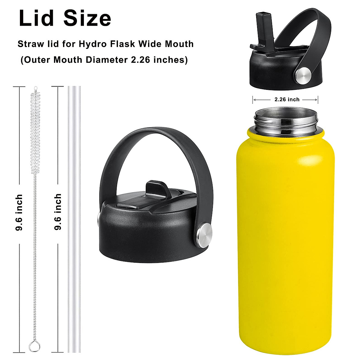 Aoitoque Straw Lid for Hydro Flask Wide Mouth, Lids with Straw for Hydro Flask 18oz 32oz 40oz Wide Mouth, Lids for Hydroflask Wide Mouth Straw Lid Top Straw Cap Hydroflask Wide Mouth Lid