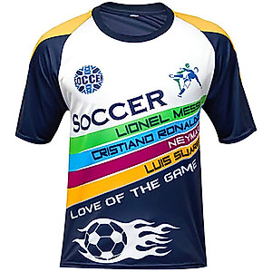 Famz Tee Men Football Jersey Soccer T Shirt Messi Ronaldo Neymar Realreal Madrid Manchest (XL) Black