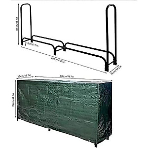 ifavor123 6.5 FT Firewood Rack Outdoor Indoor Heavy Duty Wood Rack for Firewood Log Rack with Cover Outdoors Wood Storage Stand Tubular Wood Pile Lumber Storage Stacking Log Bin Black