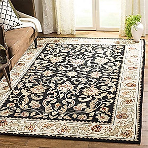 SAFAVIEH Easy Care Collection 2' x 3' Black/Ivory EZC101B Hand-Hooked Oriental Accent Rug