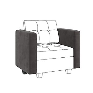 HONBAY Armrest Backrest Module for Velvet Modular Sectional Sofa, Grey