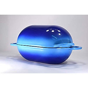 LoafNest: Incredibly Easy Artisan Bread Kit. Cast Iron Dutch Oven [Blue Gradient] and Perforated Non-Stick Silicone Liner.