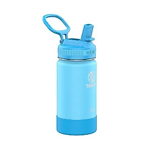 Takeya Actives Kids Insulated Stainless Steel Kids Water Bottle with Straw Lid, 14 oz, Atlantic Blue