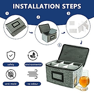HURZMORO Storage Box for Glencairn Whisky Glass,6 Whiskey Glasses Holder for Organizer, Fully-Padded Inside with Sturdy Construction, Packing Boxes with Dividers for Moving - Perfect Whiskey Gift