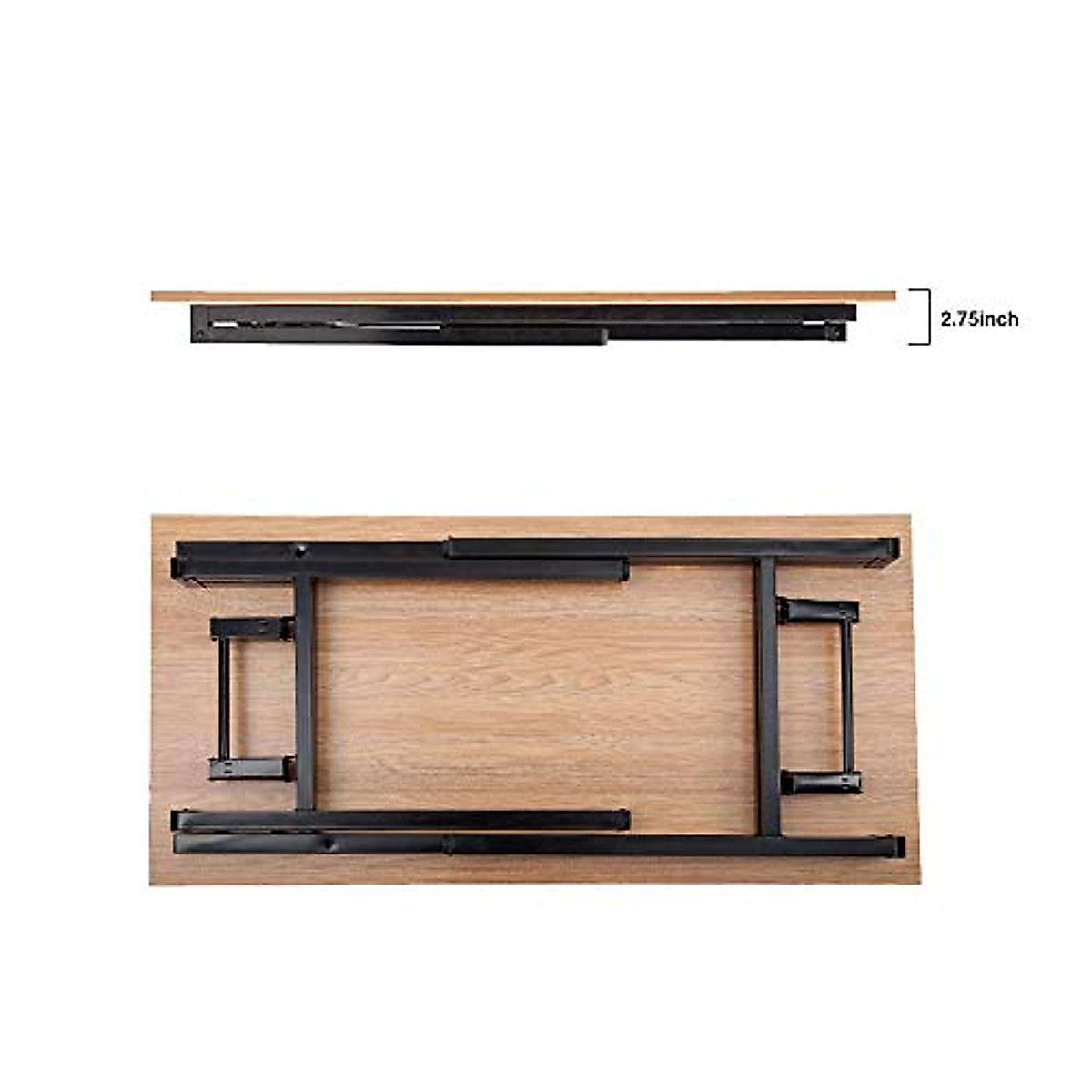 Need Computer Desk Office Desk 55 inches Folding Table Computer Table Workstation No Install Needed,Teak Black AC5BB-140X