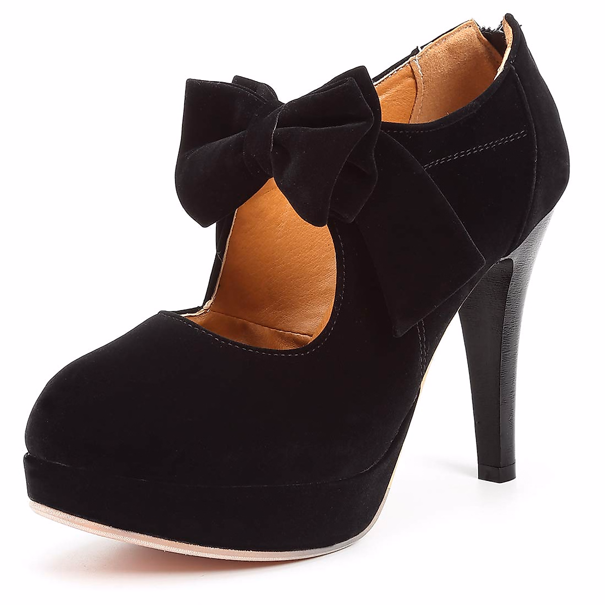 Mostrin Black Closed Toe Heels for Women with Bow Mary Jane Platform Pumps Dress Shoes Sexy High Heel for Prom Dance Size 8.5
