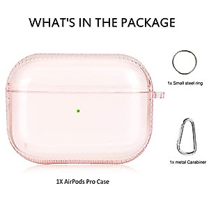 KOREDA Protective Cover Compatible with AirPods Pro & AirPods Pro 2 Case, Soft Clear Full Protective Case Shockproof Cover with Keychain Set for Airpods Pro 2nd Generation/1st Generation Case (Pink)