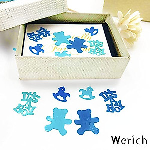 Werich Baby Boy Confetti for Tables Baby Shower Games Gender Disclosure Birthday Party Glitter Metallic Foil Table Scatters Confetti for Party Decorations DIY