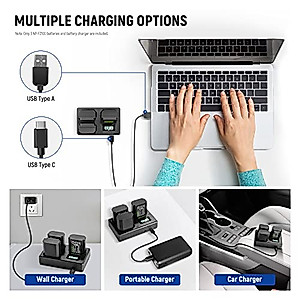 NEEWER NP-FZ100 Replacement Battery and Charger Set, 3 Pack 2280mAh NP-FZ100 Battery&Triple Slot USB Charger Compatible with Sony A1, A9, A9 II, A7R IV, A7S III, A7 III, A7 IV, A6600, A7C