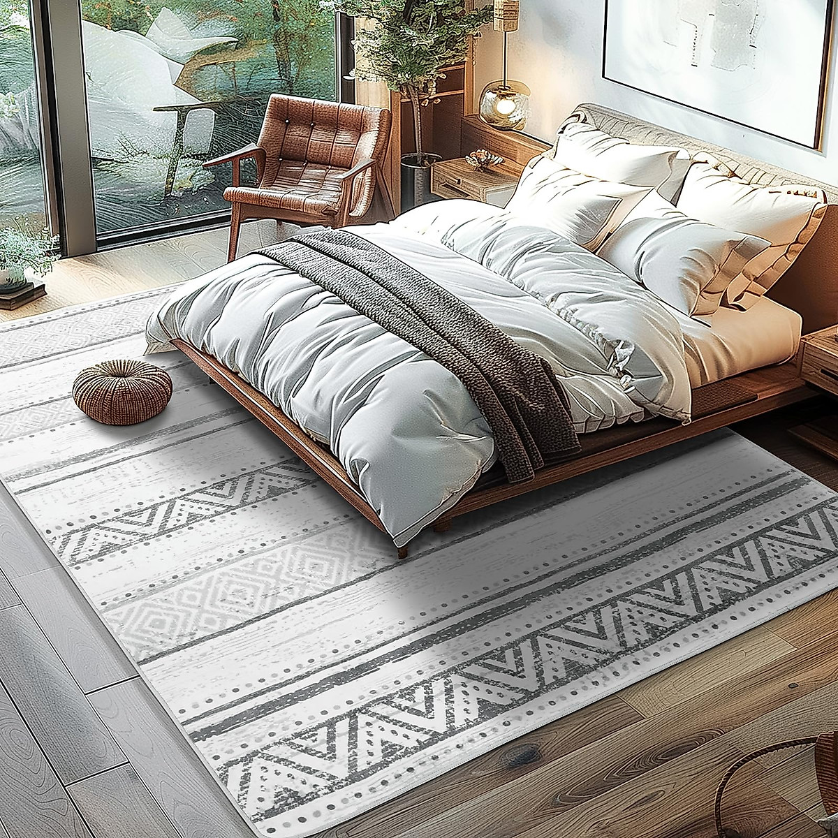 Shilucheng 8x10 Rug for Living Room Modern Machine Washable Large Non-Slip Area Rug Clearance,Bedroom Carpet Rug Low-Pile Kid & Pet Friendly (Grey)