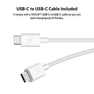 Belkin 37 Watt Wall Charger - Power Delivery 25W USB C Port + 12W USB A Port for PPS Charging Apple iPhone 14, 14 Pro, 14 Pro Max, 13 Pro, 13 Pro Max, Galaxy S21 Ultra & More - USB-C Charger