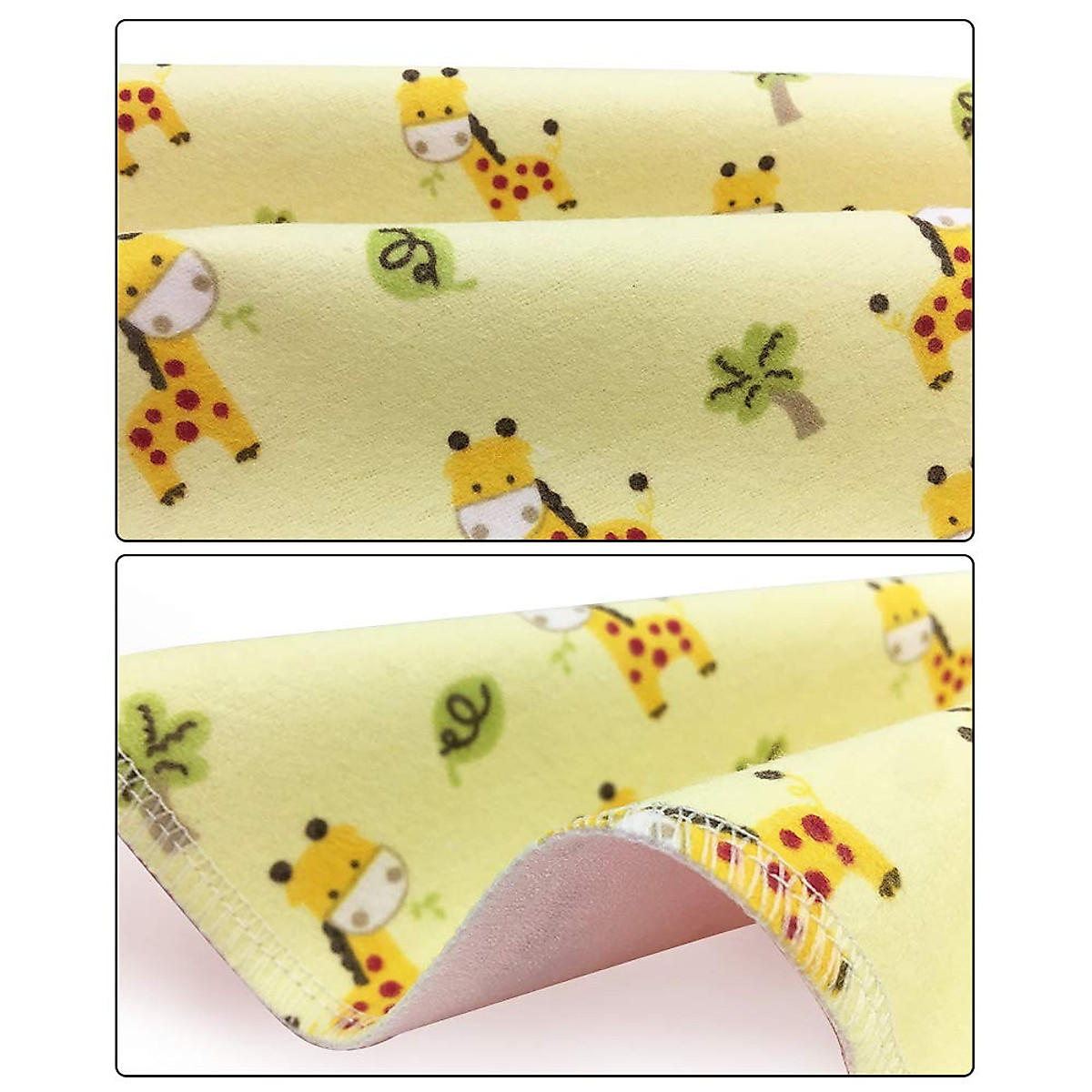 Diaper Changing Pad, Twoworld Breathable Waterproof Changing Pads Washable Resuable Diapers Liners Mats 4Pack（30X45cm）（Yellow Series）