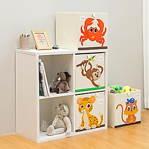 Vmotor Foldable Animal Canvas Storage Toy Box/Bin/Cube/Chest/Basket/Organizer For Kids, 13 inch(Tiger)