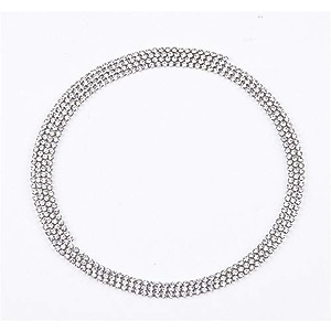 Kercisbeauty Multi Row Boho Tennis Chain Rhinestones Choker Long Chain Necklace for Women Jewelry (Silver)