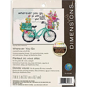 Dimensions 'Wherever You Go' Counted Cross Stitch Kit, 14 Count White Aida Cloth, 5'' x 7''