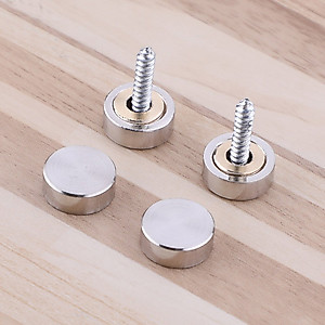 Mellewell 40 PCS Screw Covers Decorative Caps (Solid Brass Construction) Mirror Screws Fasteners, 3/5" Diameter, Brushed Stainless Steel