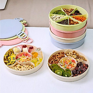 DOITOOL Box Lunch Organizer Dish Multi-deck Candy Dish Divided Snack Plate Rotating Dried Fruit Plate Dessert Appetizer Holder Food Storage Plate Serving Plate Fruit Bowl To Rotate Nut