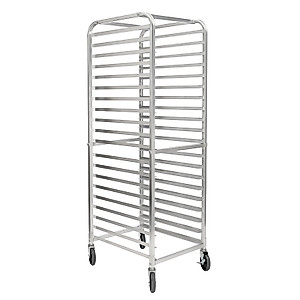 YIYIBYUS Baking Pan Rack, 20-Tier Bakery Rack Commercial Kitchen End Load Bun Sheet Pan Rack with Casters, Racking Trolley Storage for Kitchen Bakery Restaurant Catering