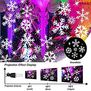Afirst Snowflake Projection Christmas Lights - 10 Shatterproof Bulbs 31.5FT Decorative String Lights for Outdoor Indoor Patio Garden Party Lighting & Decoration