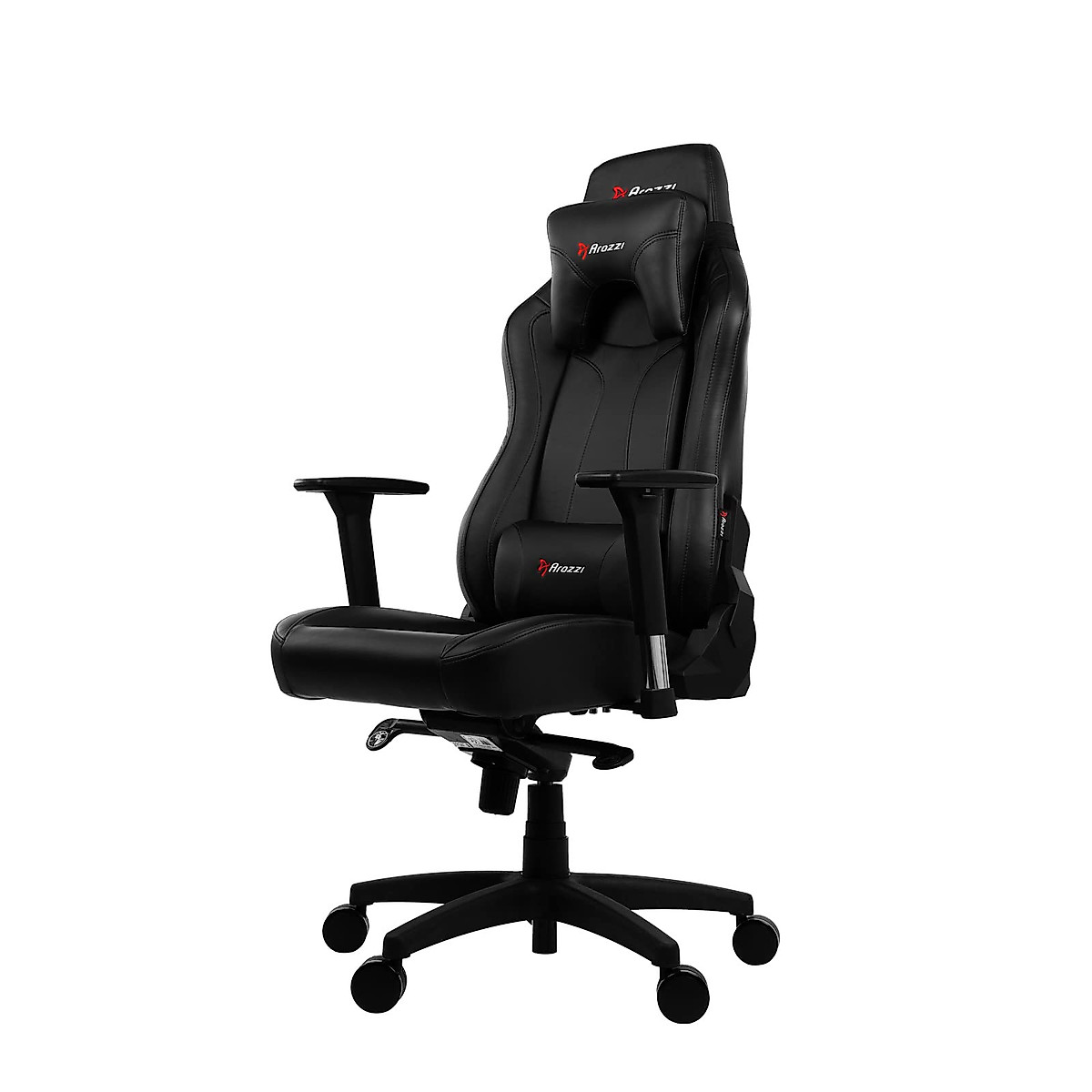 Arozzi - Vernazza Premium PU Leather Ergonomic Gaming/Office Chair with High Backrest, Recliner, Swivel, Tilt, Rocker, Adjustable Height & Adjustable Lumbar & Neck Support - Black - Red Accents