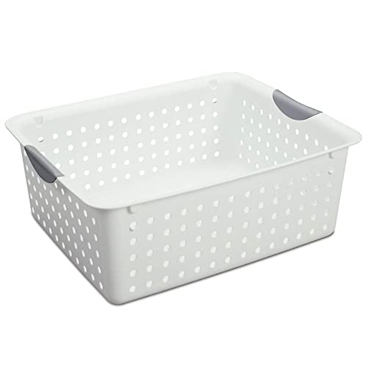 Sterilite Large Ultra Plastic Durable Storage Bin Tote Baskets with Comfortable Handles for Household and Office Organization, White, 18 Pack