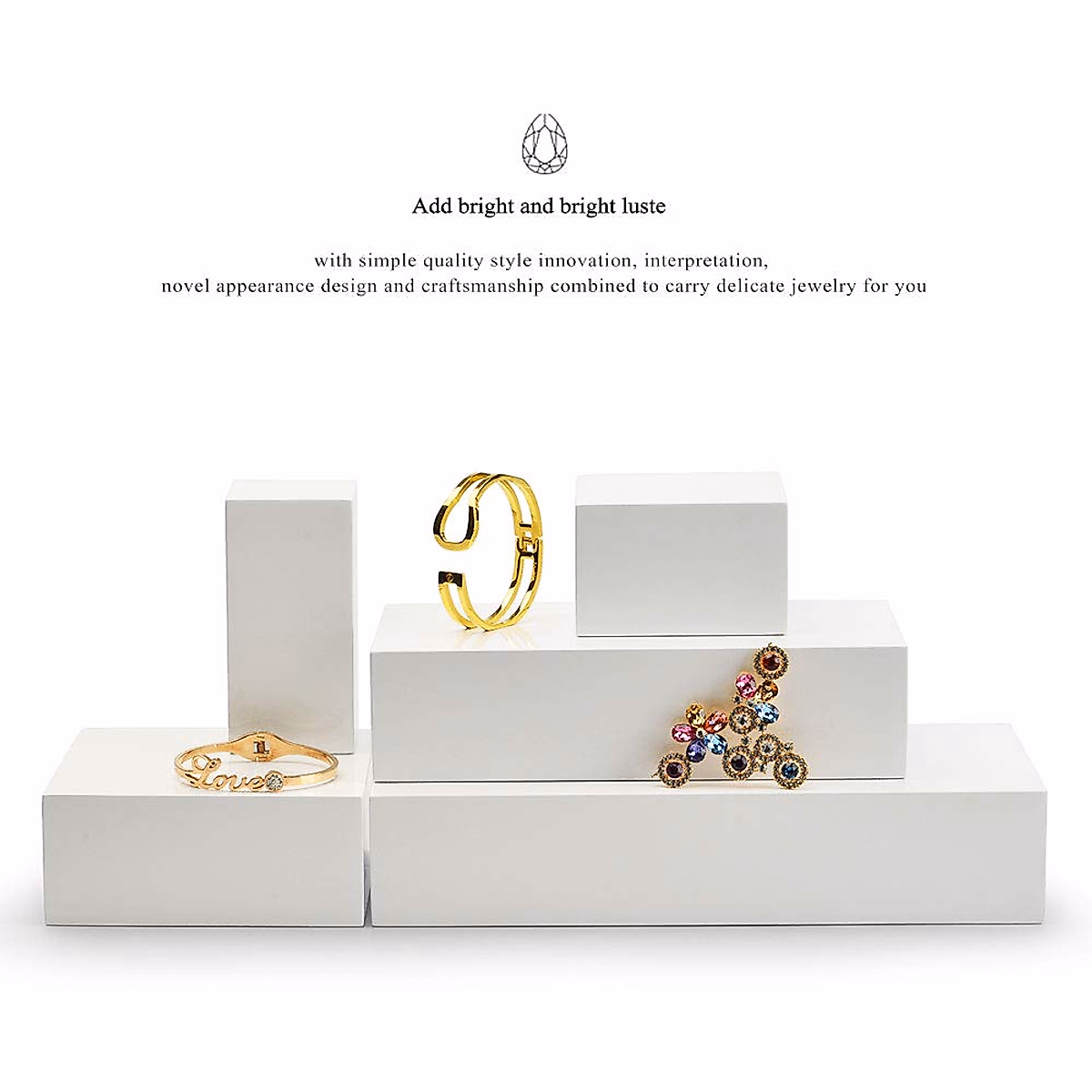 Oirlv Solid Wood Minimalism Style Jewelry Display Stand Showcase Jewelry Organizer Square Holder (SM05205)