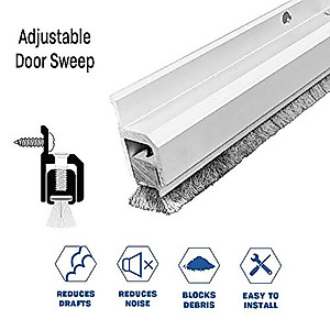 Adjustable Door Sweep (7552CA) with Pile Brush, 9/16”w x 1.31”h (48")