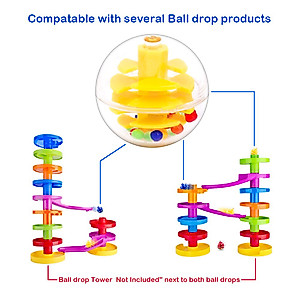 Activity Rattle Balls. 6 Ball Drop Replacement Balls for Baby and Toddlers, Clear Plastic Durable. Ball Ramp Toy Ball Extras.