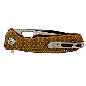 Western Active HB1342 Honey Badger Tanto Small Pocket Knife 2.81" Blade Lightweight 2.57oz Folding Utility EDC Deep Pocket Carry for Outdoor Tactical Survival Camping - Reversible Clip - Small Tan