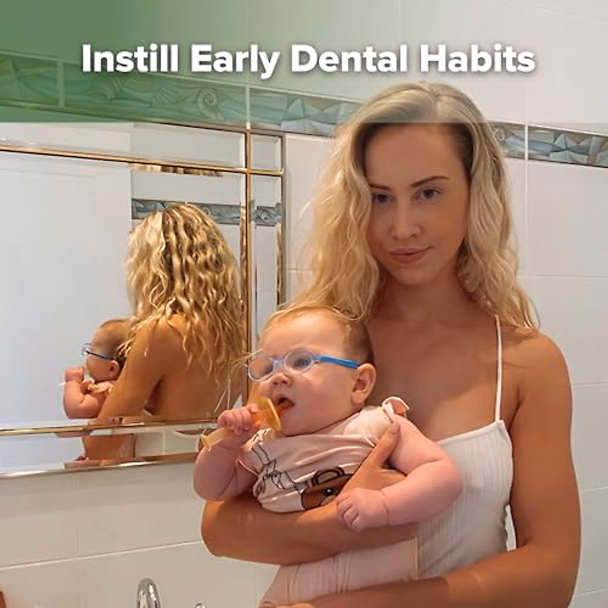 haakaa Infant Toothbrush, Easy to Hold 360° Baby Toothbrush, Train 6month+ Infants Babies and Toddlers for Oral Hygiene, Teether Effect for Sore Gums, 1pc (Pink)