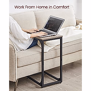 VASAGLE C-Shaped End Table Set of 2, Small Side Table for Couch, Sofa Table with Metal Frame for Living Room, Bedroom, Bedside, Greige and Black