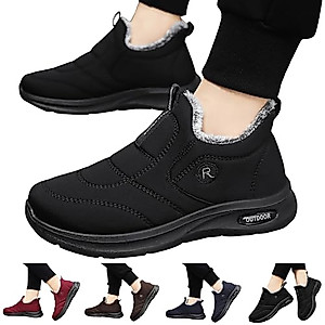JEUROT Women Snow Boots Winter Shoes Slip on Boot Comfortable Winter Boot Waterproof Booties Comfy Outdoor Anti Slip Shoes Coffee