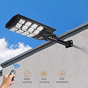 BLHKBAIKB Solar Street Light Outdoor,Dusk to Dawn 30000 Lumens Motion Sensor with Remote Control, IP67 Waterproof LED Solar Outdoor Light for Parking Lot,Garden,Street