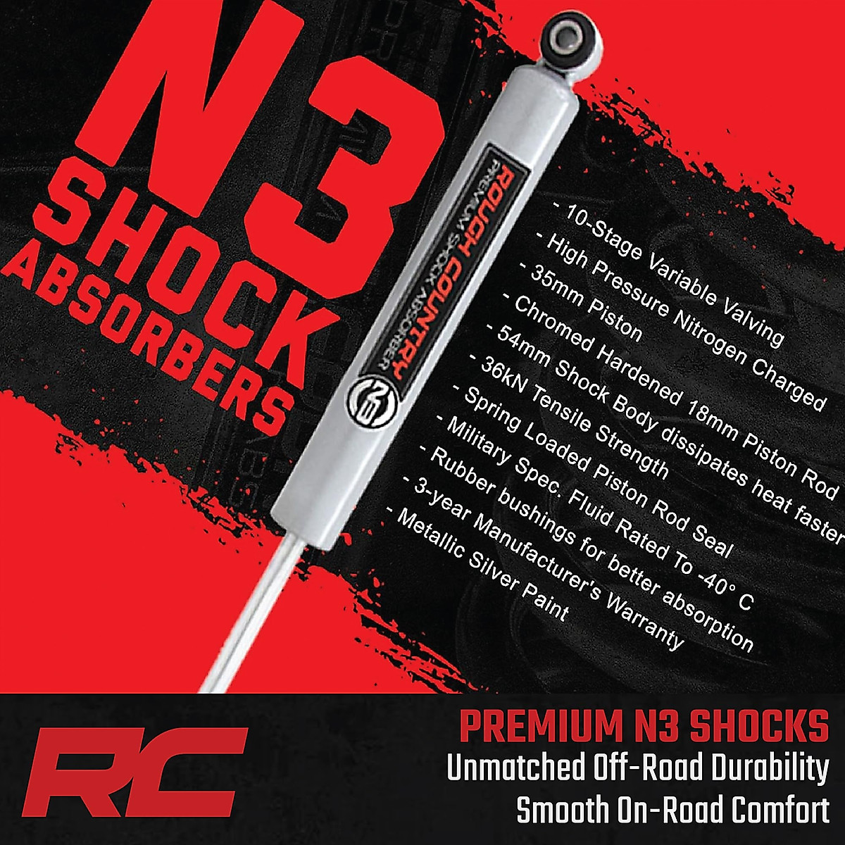 Rough Country 4.5-5.5" N3 Front Shocks for 98-11 Ford Ranger - 23211_A