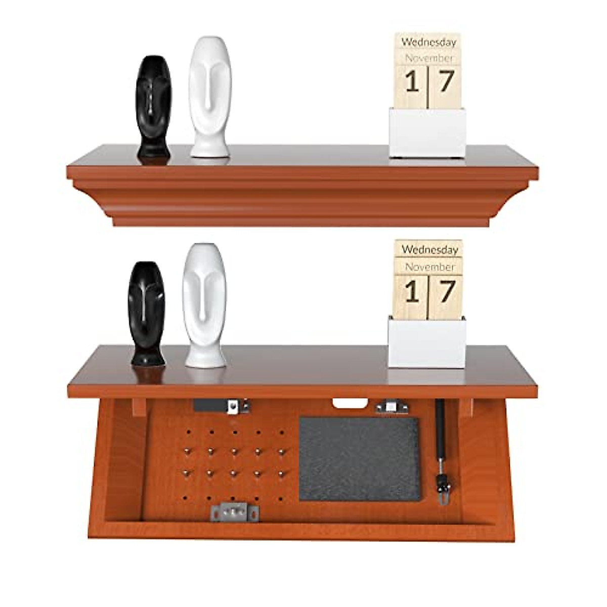 Hidden Compartment Wall Shelf Wood with RFID Lock,Floating Shelves for Walls with Secret Storage Space, 22.5 " X 10.5" X 4" (Dark Wood)