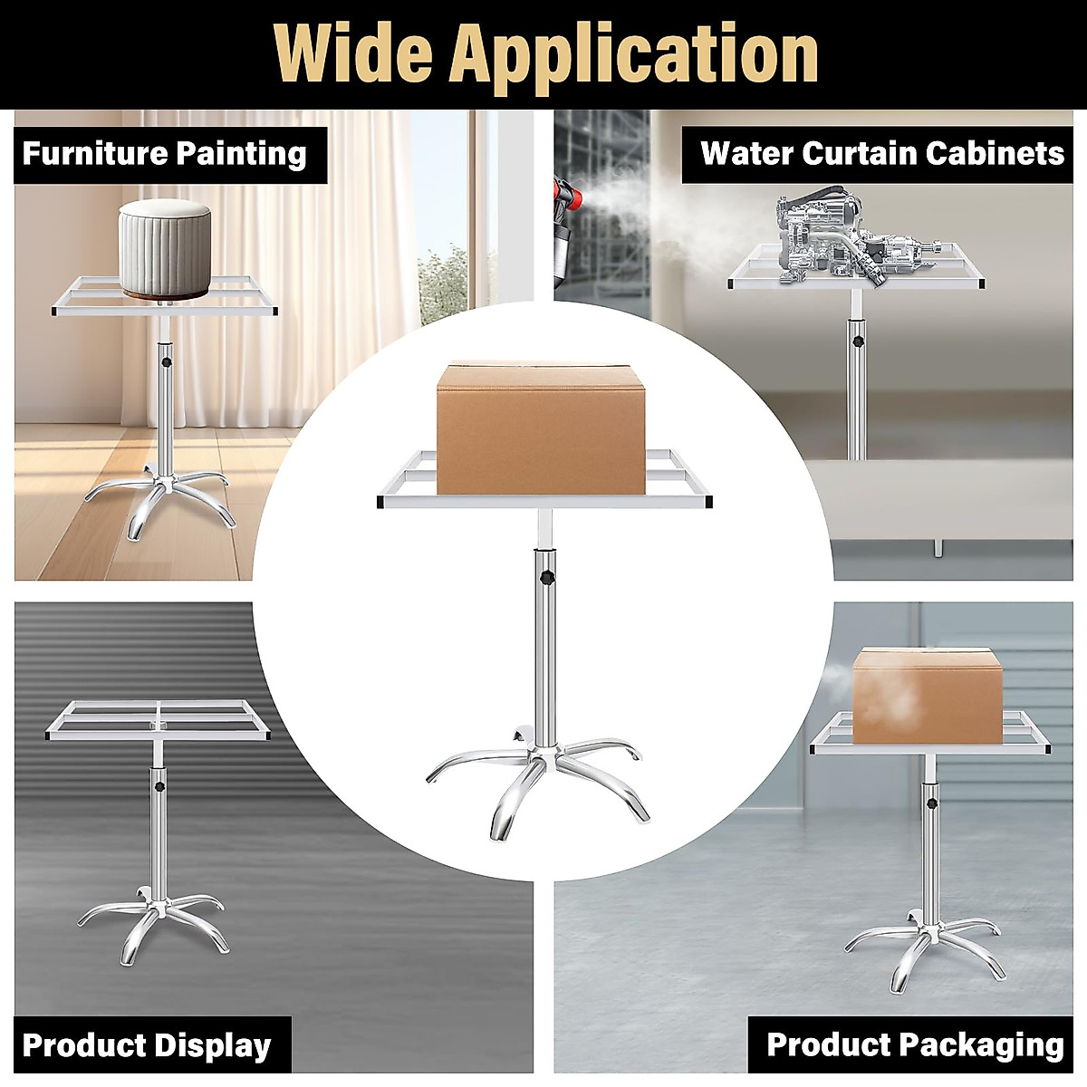 RustyVioum Rotating Paint Rack, 360-Degree Rotation Painting Spraying Rotation Platform Stand with Adjustable Height Stainless Steel Paint Rack for Door and Car Body Furniture Painting