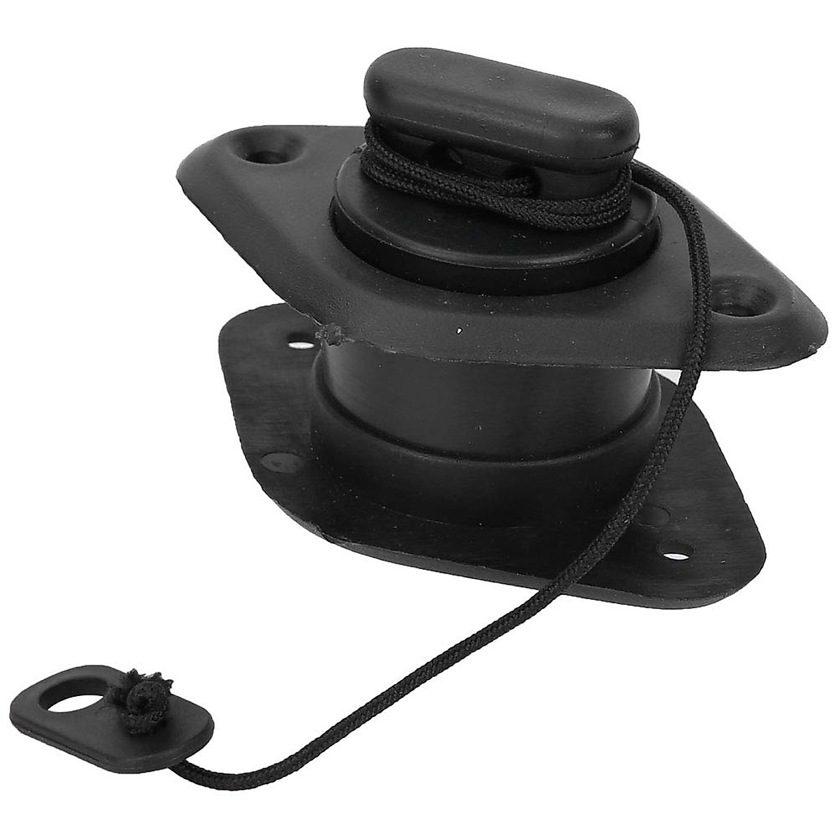 Black PVC Plastic Drain Valve with Rope Lightweight Easy to Operate Drain Valve for Inflatable Boats Fishing Boat Kayak Replaceable Accessory