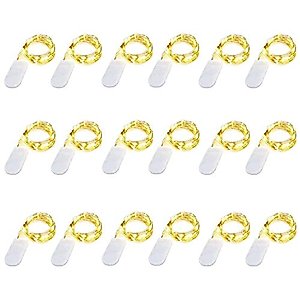 18 Pack Fairy Lights Battery Operated 6.6ft 20 Led Mini String Lights Silver Wire Starry Lights for DIY Wedding Party Festival Halloween Christmas (18 Pack, Warm White)