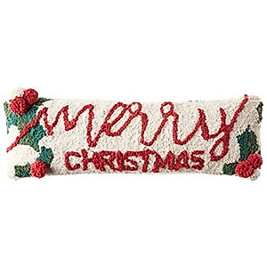 Mud Pie Holly Merry Xmas HW Pillow, 1 Count (Pack of 1), Multicolor
