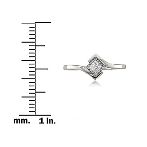 Beyond Brilliance 1/5 Carat Diamond, Bezel-Set 14K White Gold Princess Cut Solitaire Diamond Engagement Ring (I-J, I1-I2) Natural Diamond Engagement Ring For Women | Gift Box Included Size-9