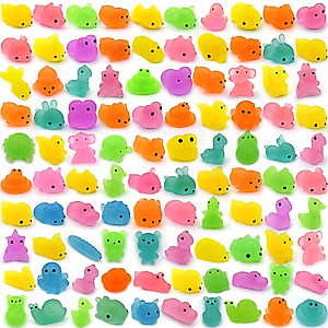 100 Pcs Kawaii Squishies 2nd Generation Glitter, Halloween Mochi Squishy Toys for Kids Party Favors, Stress Relief Fidget Toys for Classroom Prizes, Goodie Bag Stuffers, Xmas Gift for Kid Adult