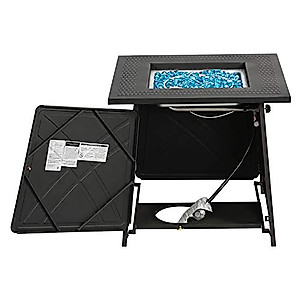 BALI OUTDOORS Propane Fire Pit Table, 28 inch 50,000 BTU Auto-Ignition Outdoor Gas Fire Pit Table, CSA Certification Approval and Strong Steel Tabletop (Square Black)